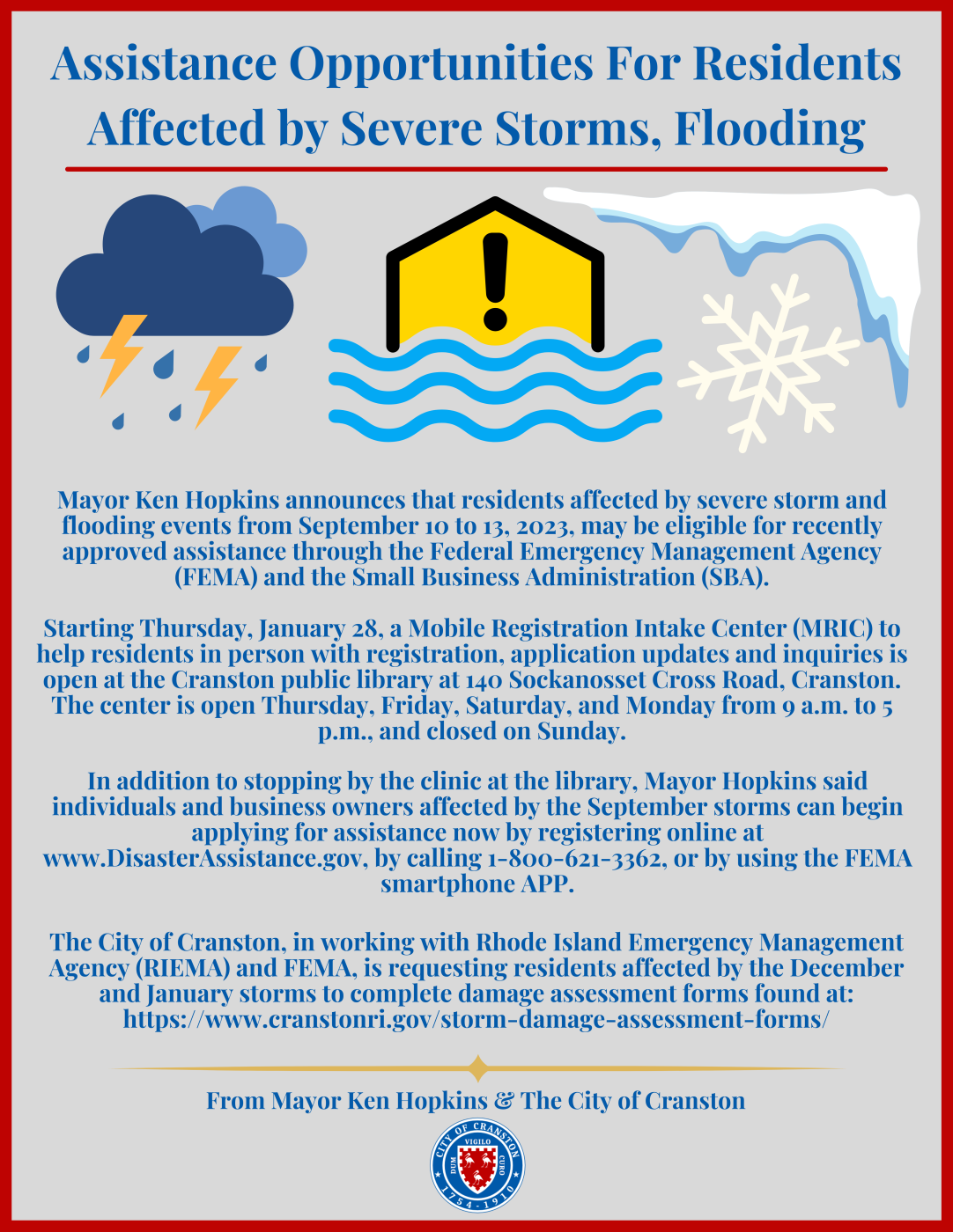 Mayor Hopkins Announces Assistance Opportunities For Residents Affected ...